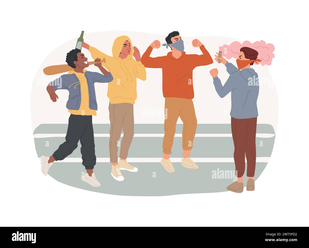 Hooliganism isolated concept vector illustration. Rowdy unlawful ...