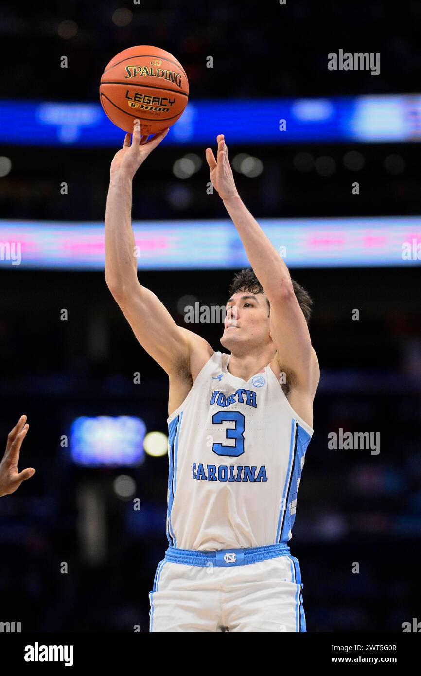 North Carolina guard Cormac Ryan (3) shooting against Pittsburgh during the second half of an ...