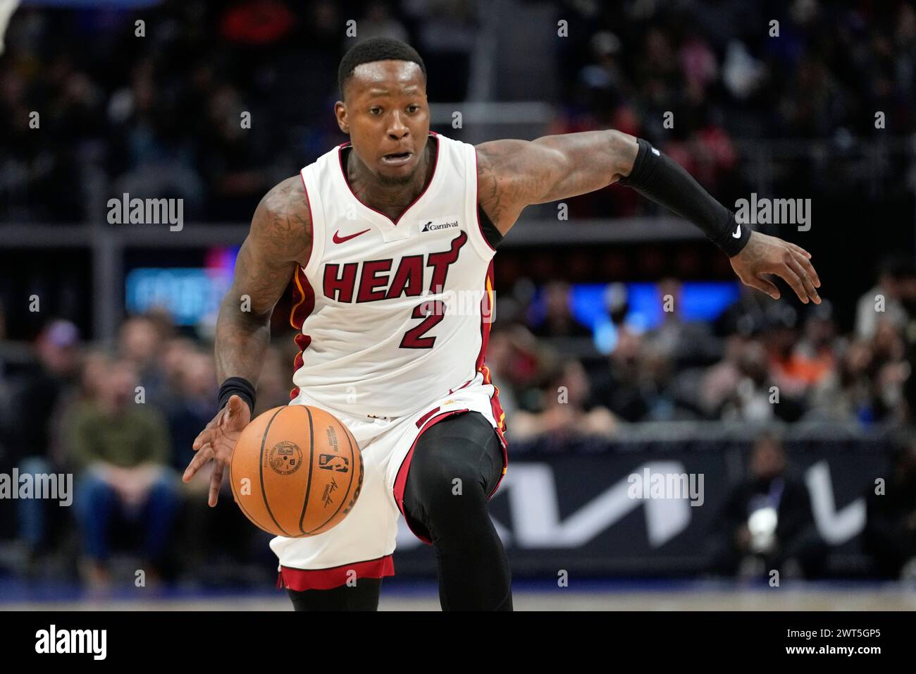 Miami Heat guard Terry Rozier (2) plays against the Detroit Pistons in ...