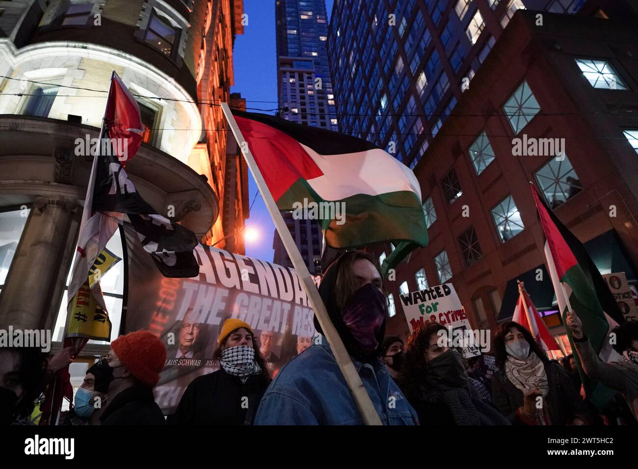 Toronto, Canada. 15th Mar, 2024. Protesters gather outside a ...