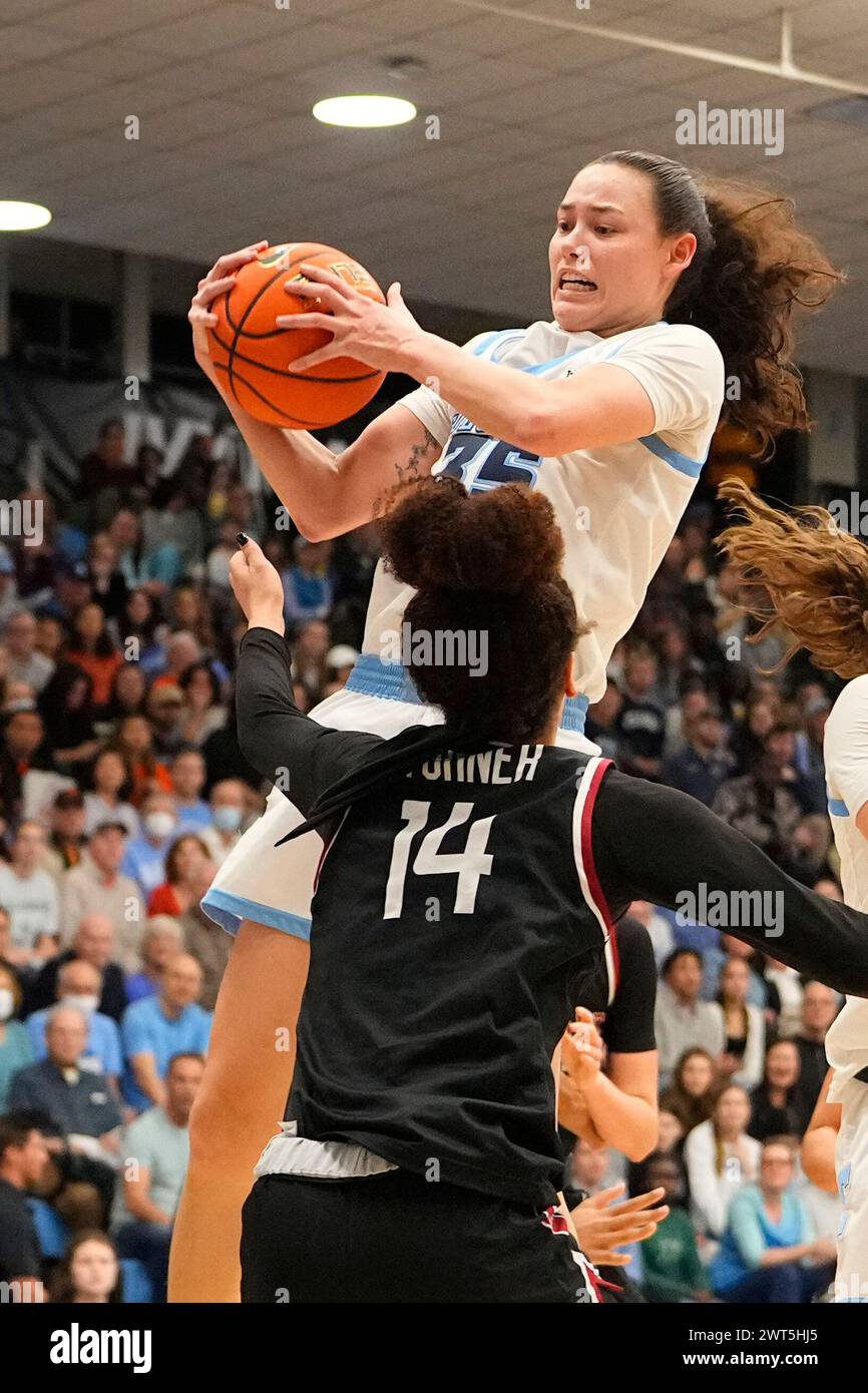NEW YORK, NY - MARCH 15: Columbia Lions Guard Abbey Hsu (35) grabs a ...