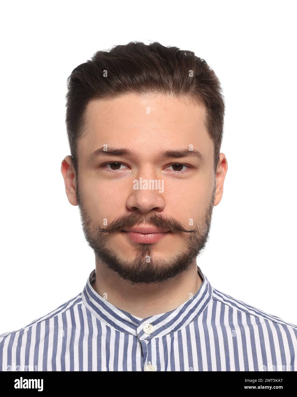 Passport photo. Portrait of young man on white background Stock Photo ...