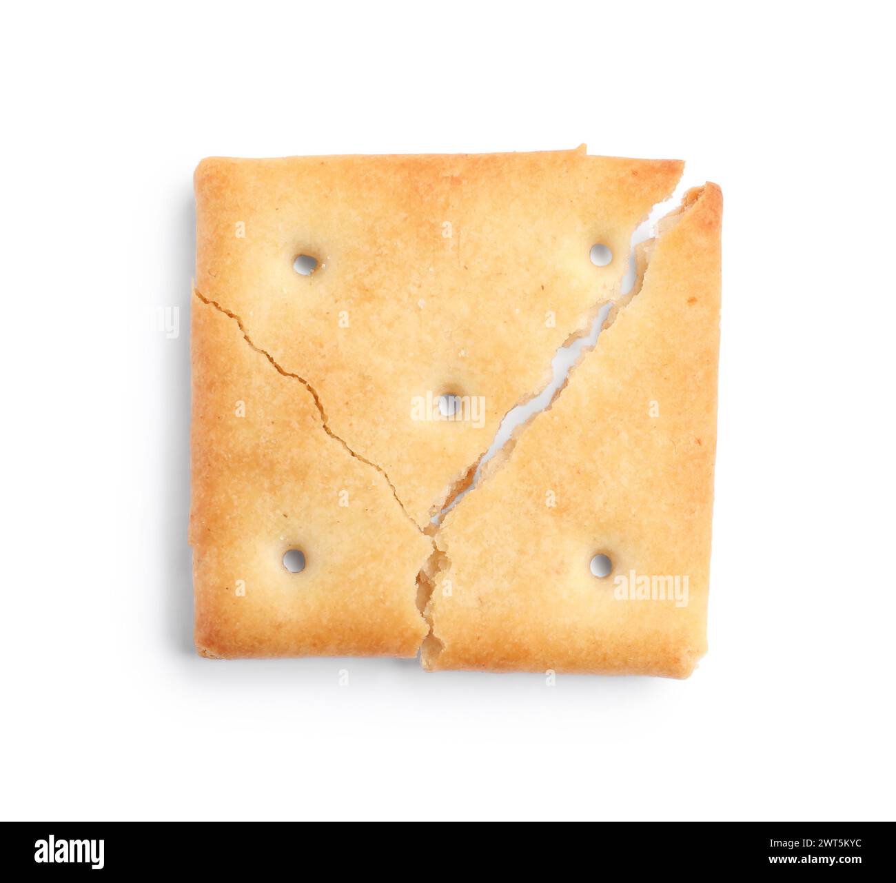 Crispy broken cracker isolated on white, top view Stock Photo - Alamy