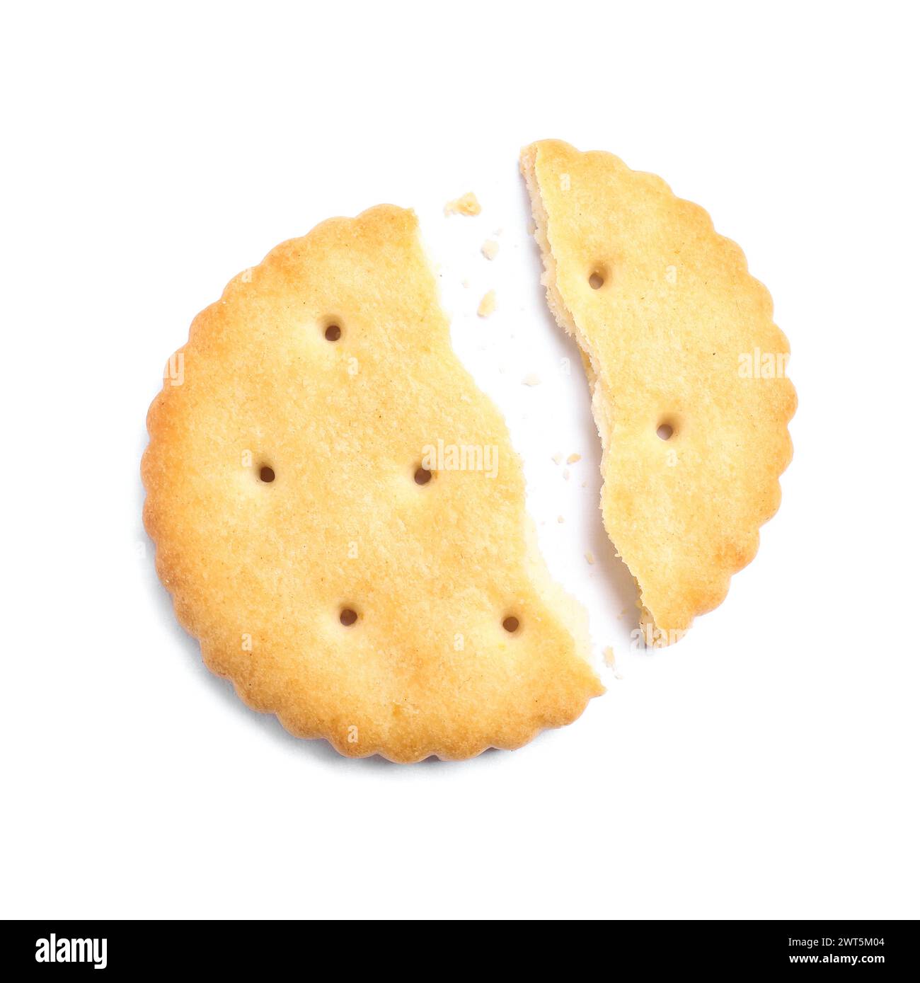 Crispy broken cracker isolated on white, top view Stock Photo - Alamy