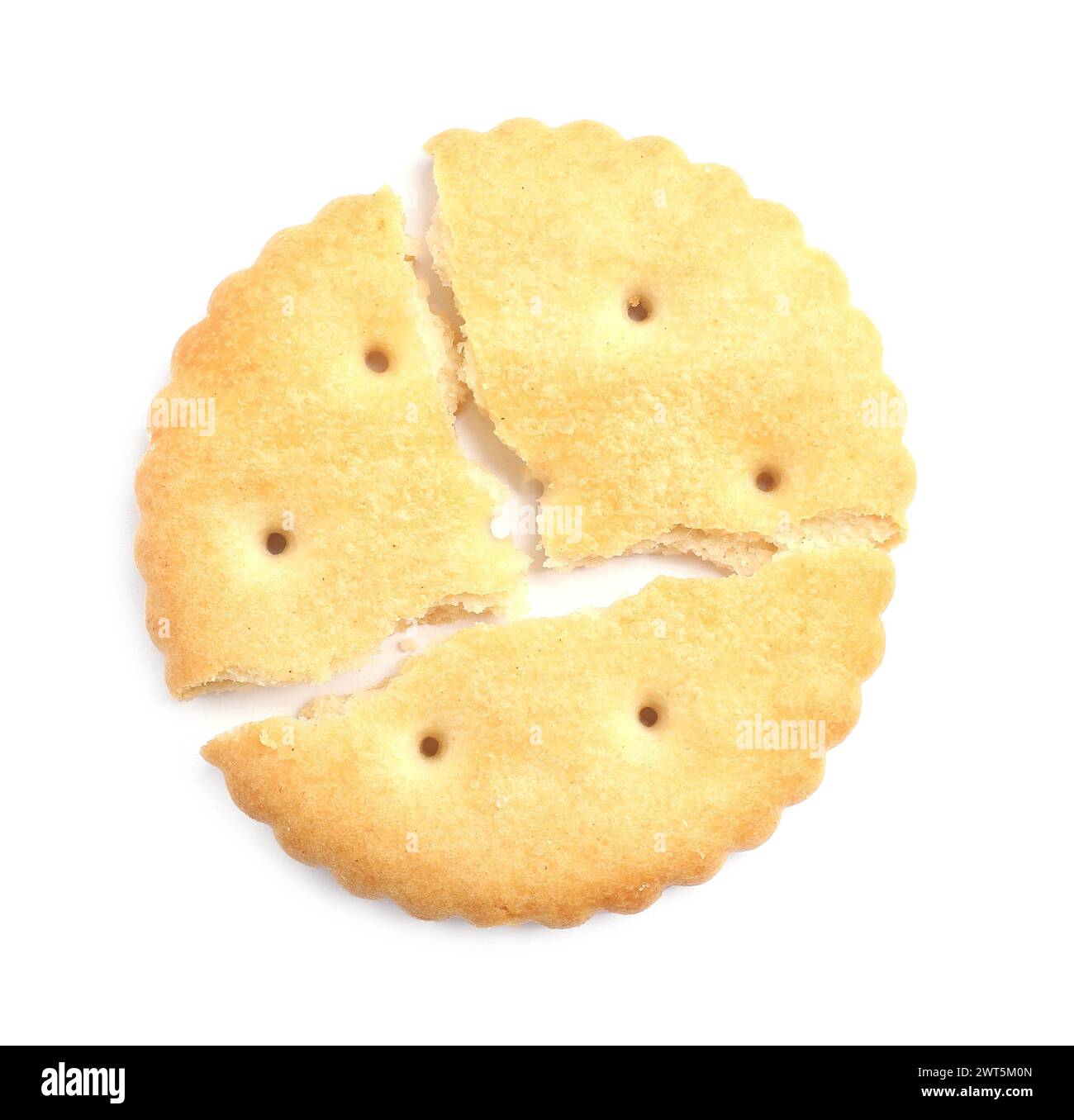 Crispy broken cracker isolated on white, top view Stock Photo - Alamy
