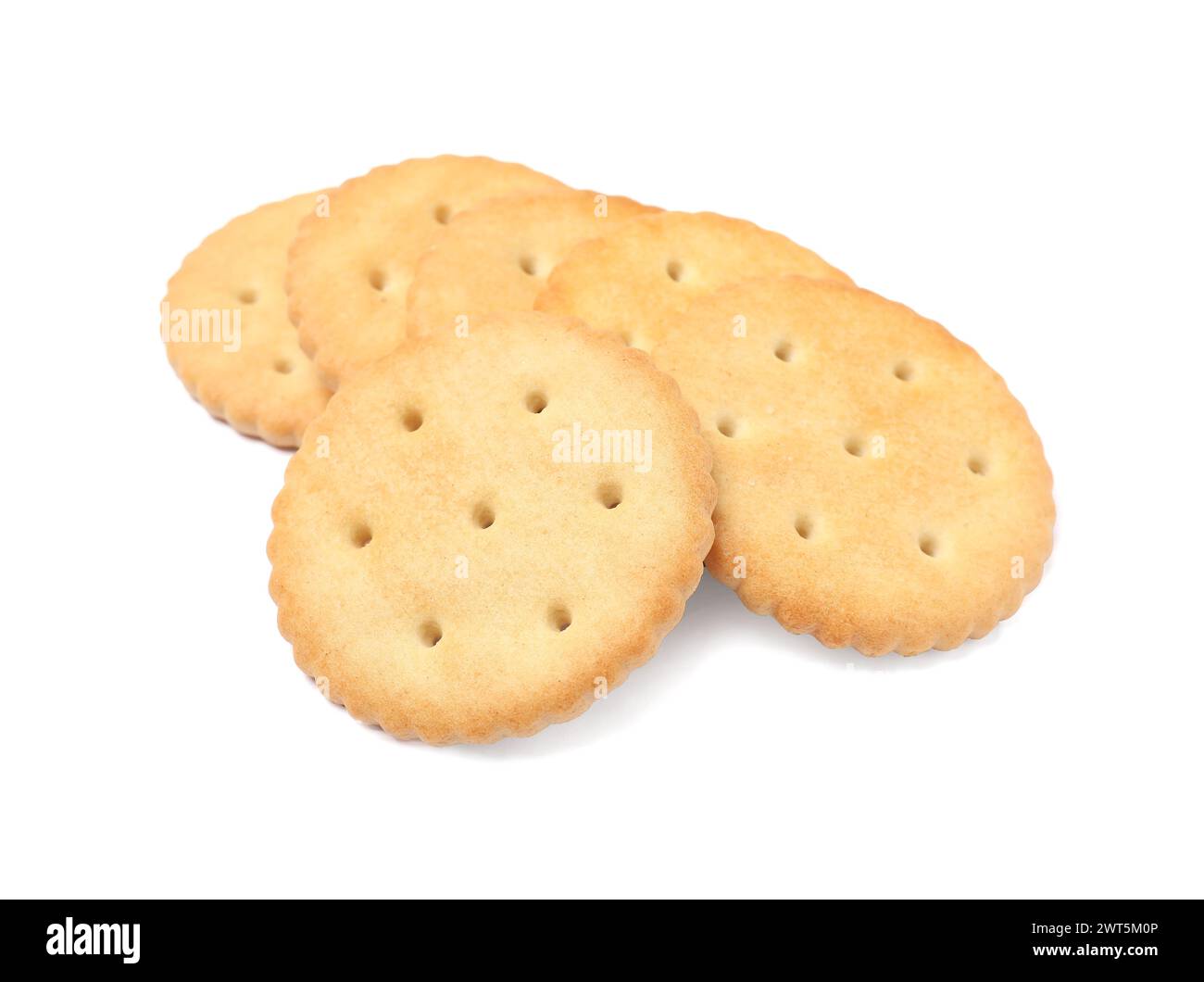 Tasty crispy round crackers isolated on white Stock Photo - Alamy