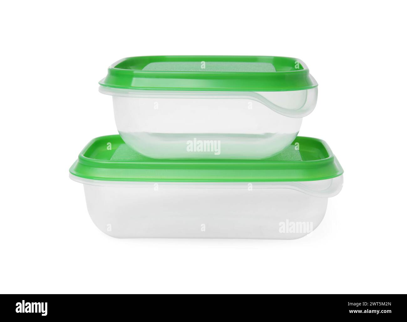 Empty plastic containers on white background. Food storage Stock Photo ...