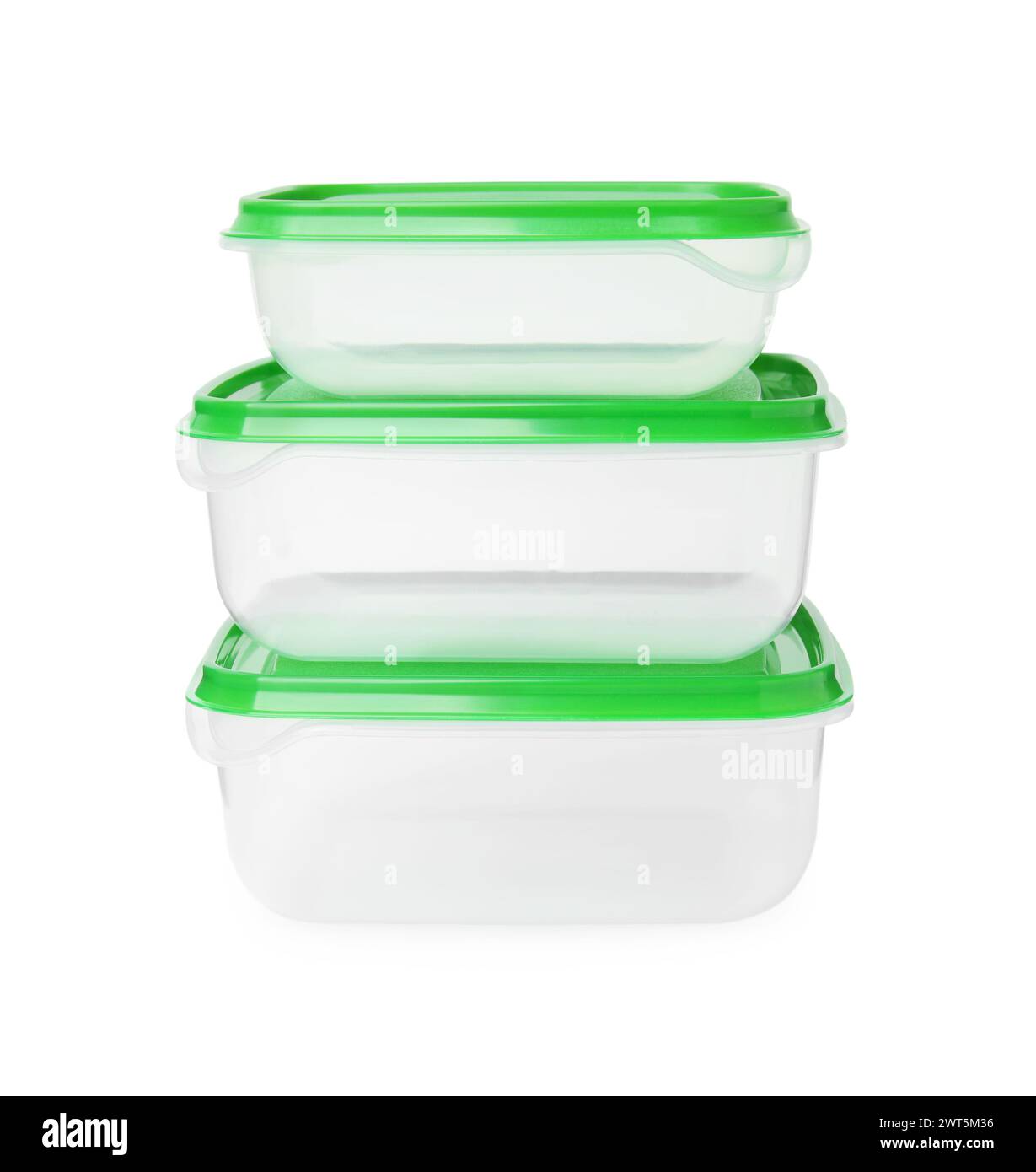 Empty plastic containers on white background. Food storage Stock Photo ...