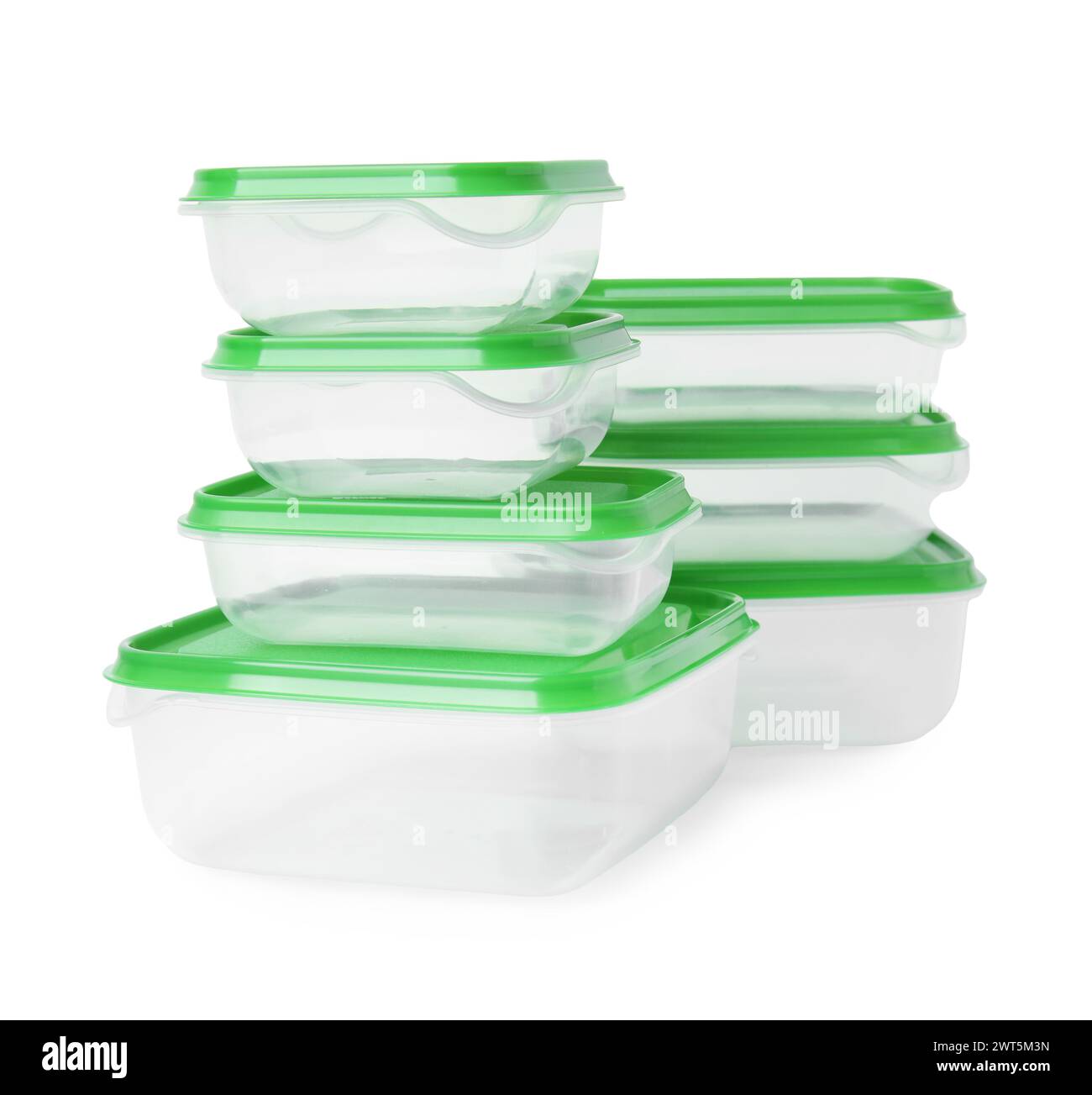 Empty plastic containers on white background. Food storage Stock Photo ...