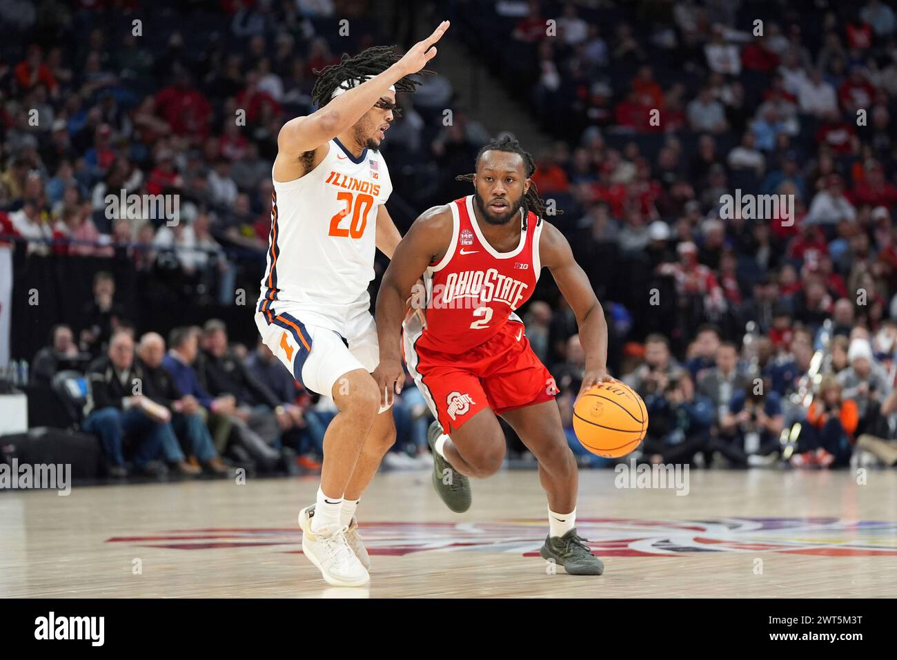 Ohio State guard Bruce Thornton (2) works toward the basket as Illinois ...