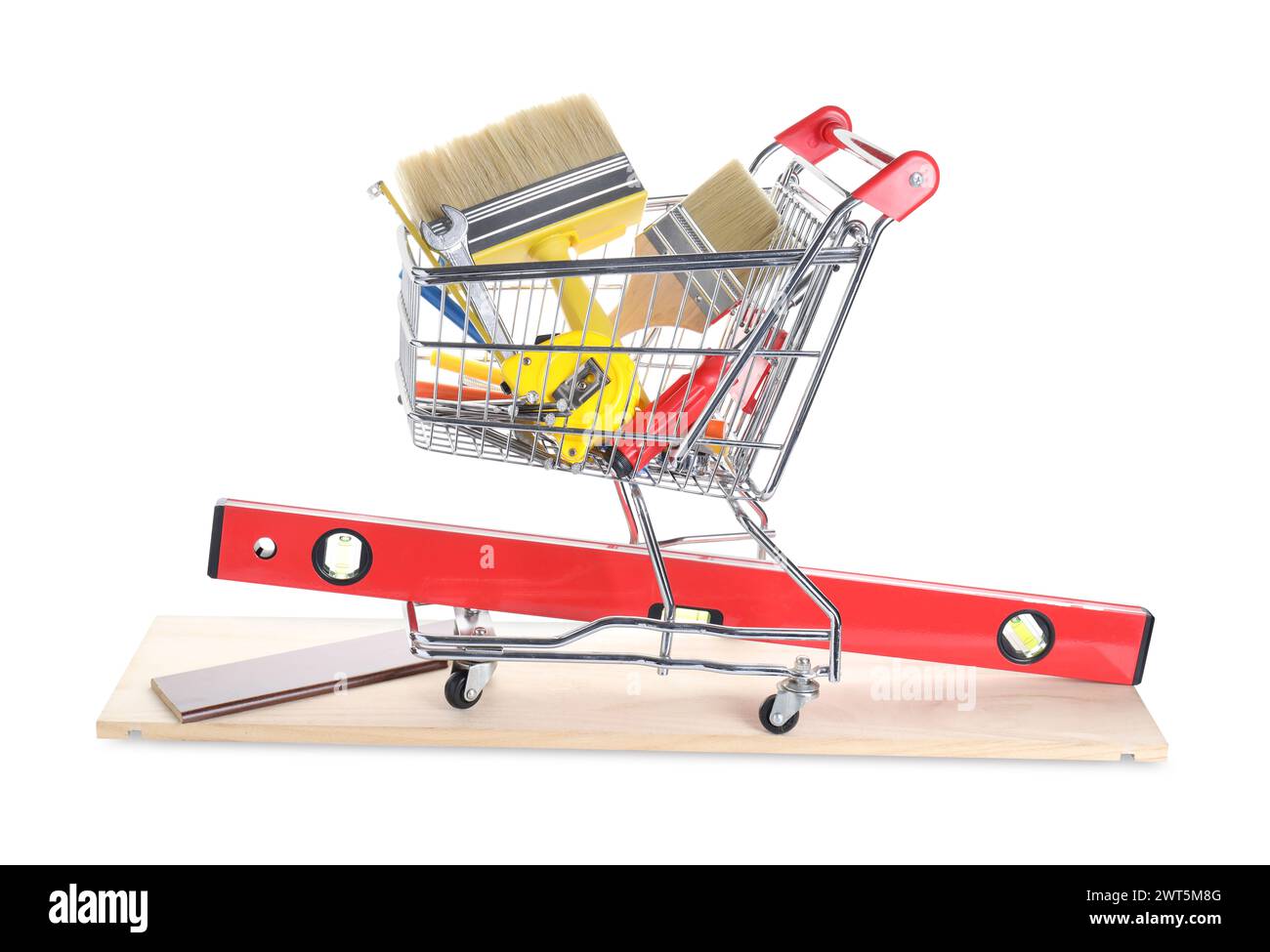 Shopping cart with different construction tools isolated on white Stock ...