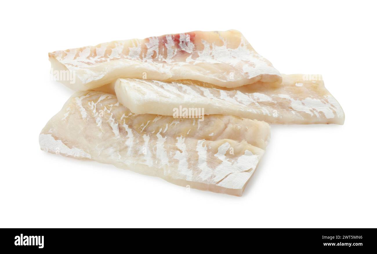 Fresh raw cod fillets isolated on white Stock Photo - Alamy