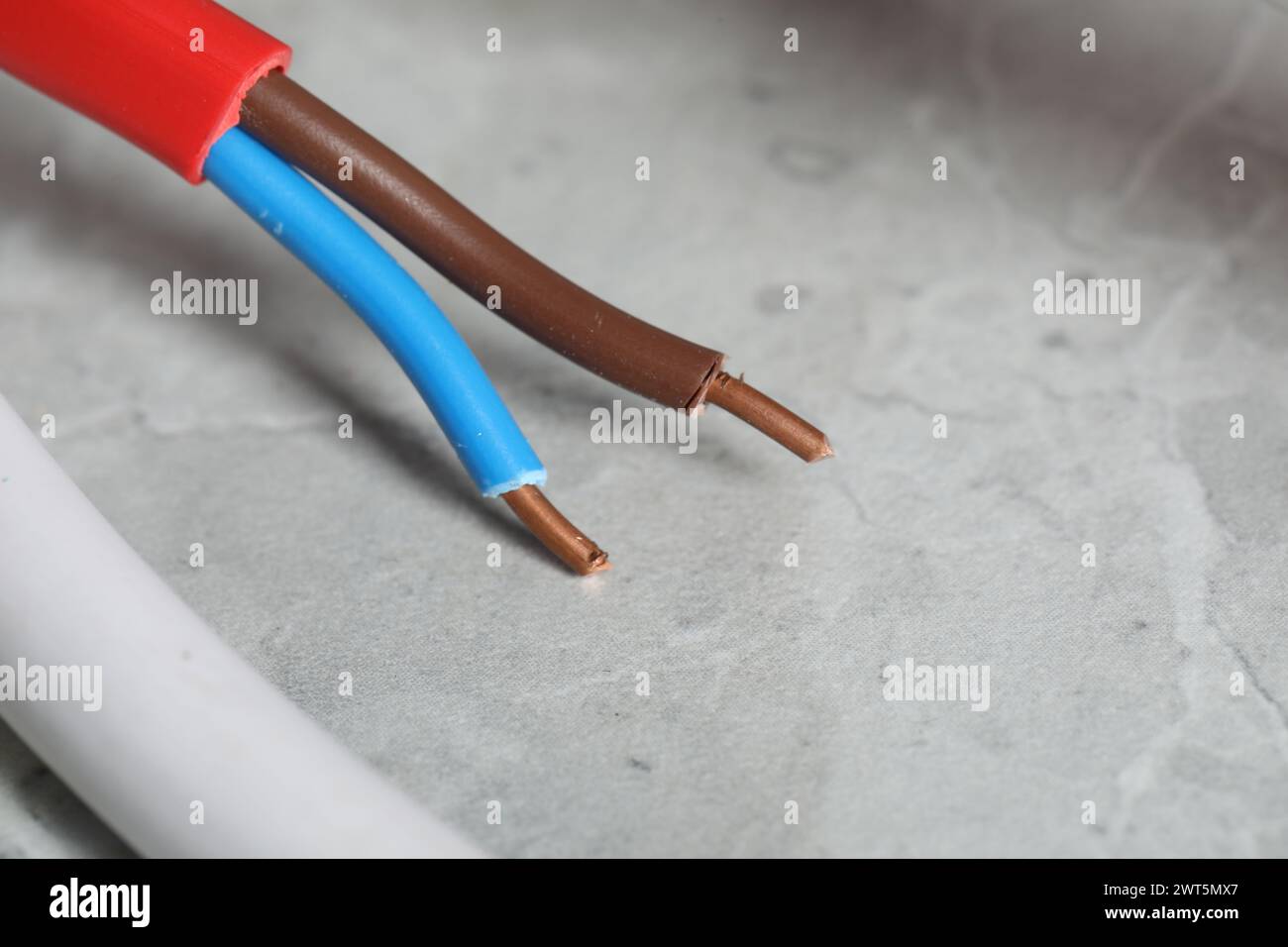 Colorful electrical wire on gray textured surface, closeup Stock Photo ...