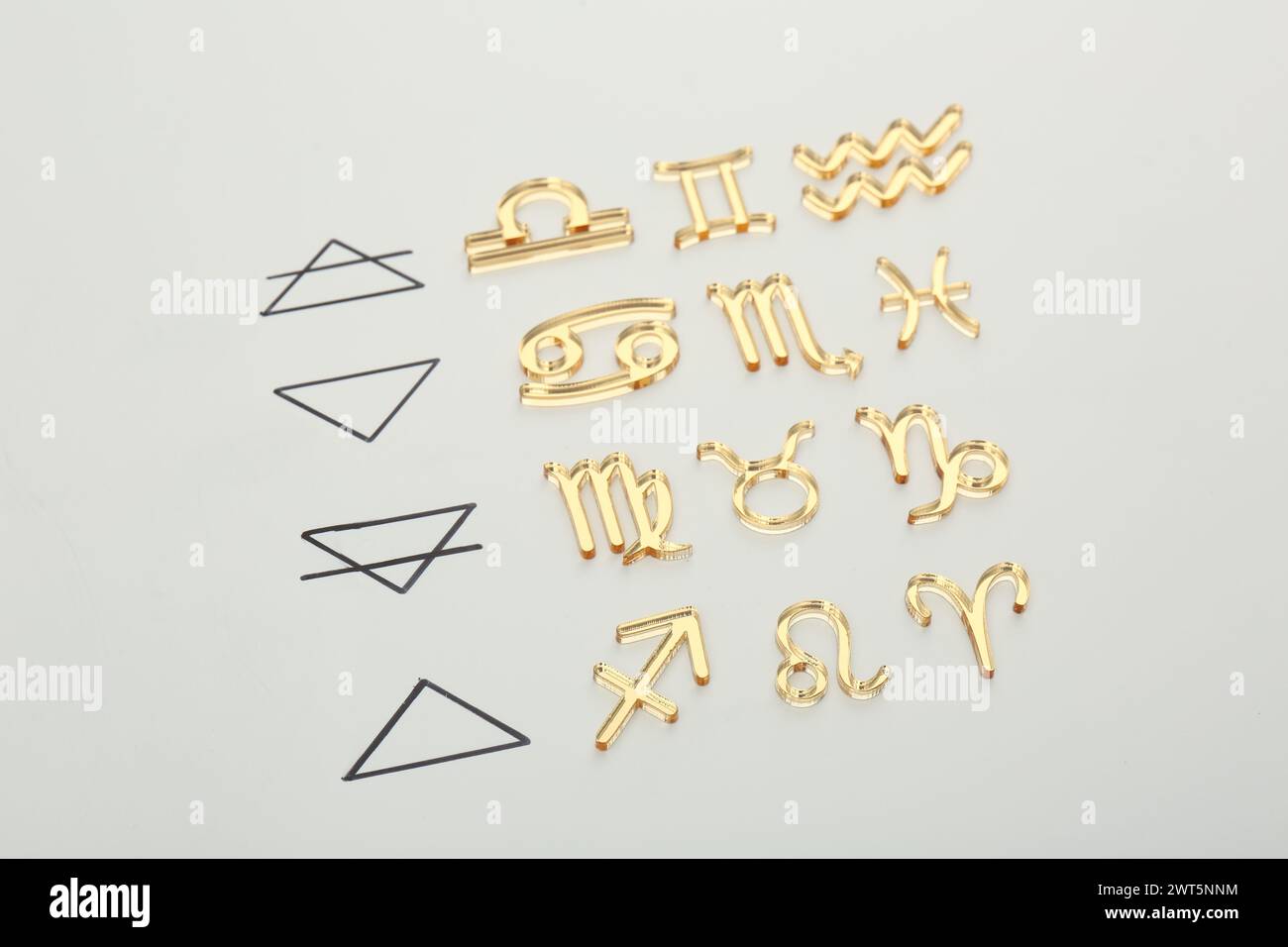 Zodiac triplicity. Four elements and corresponding signs on grey ...