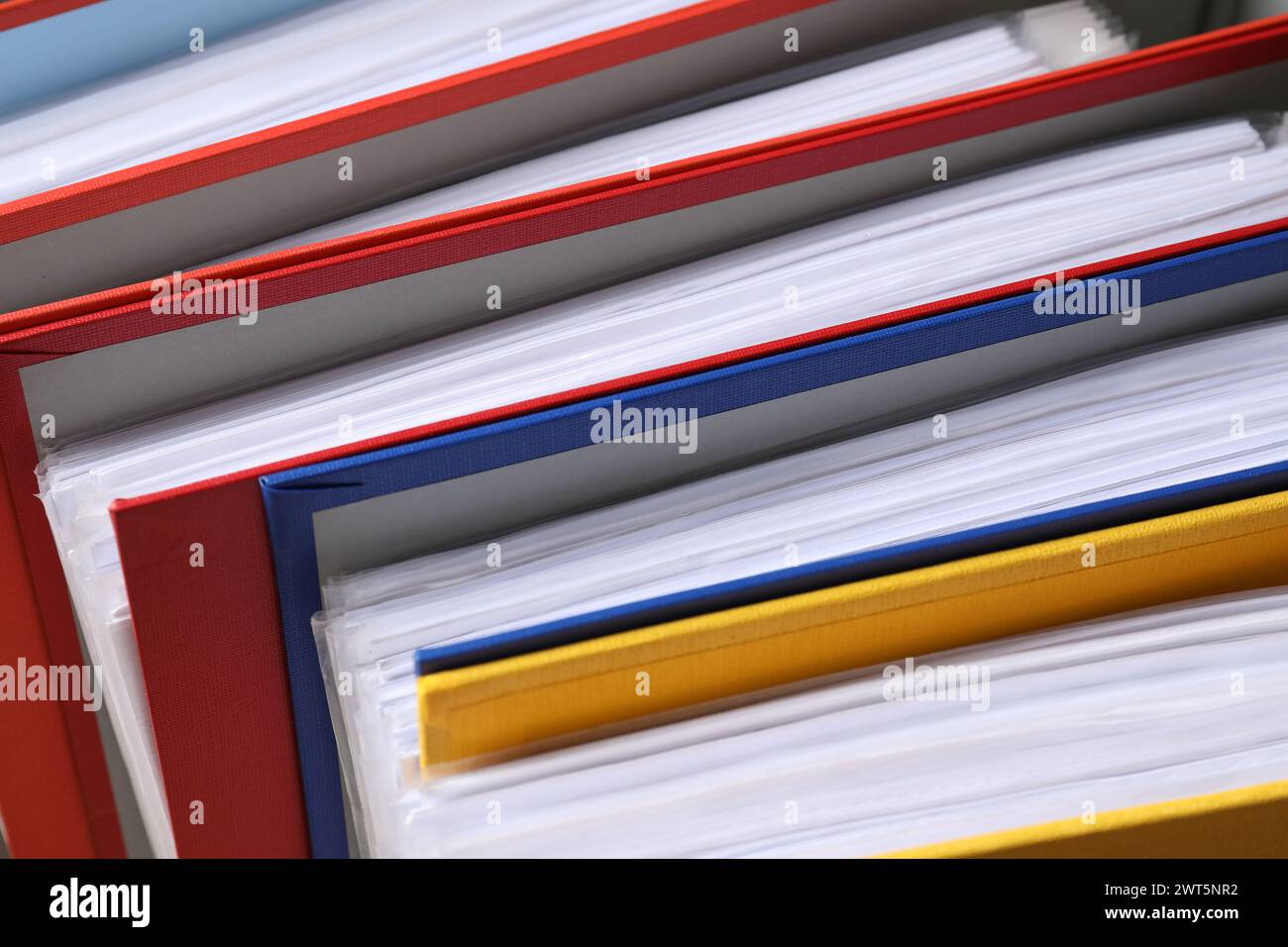 Colorful binder office folders as background, closeup Stock Photo - Alamy