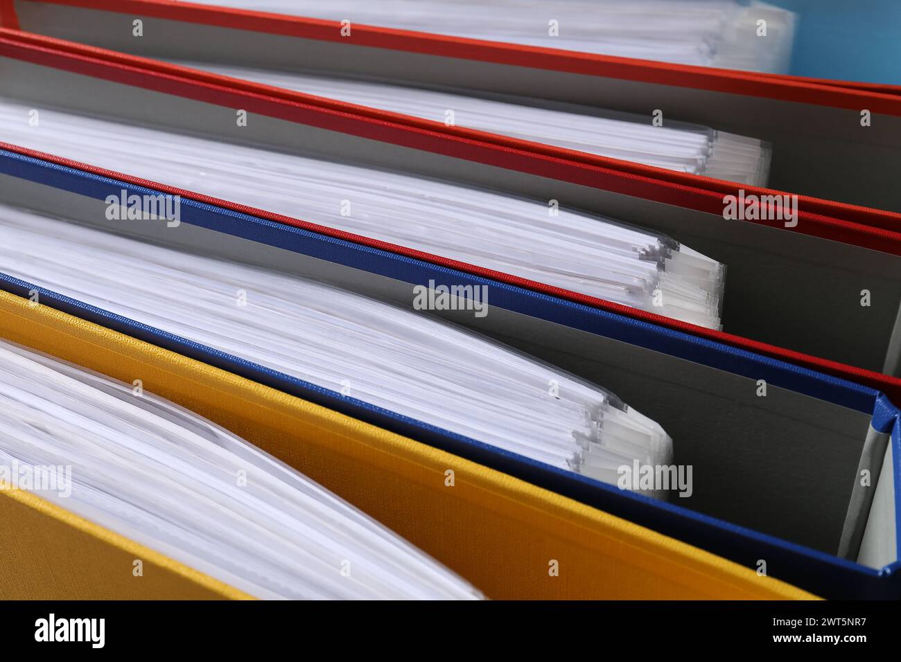 Colorful binder office folders as background, closeup Stock Photo - Alamy