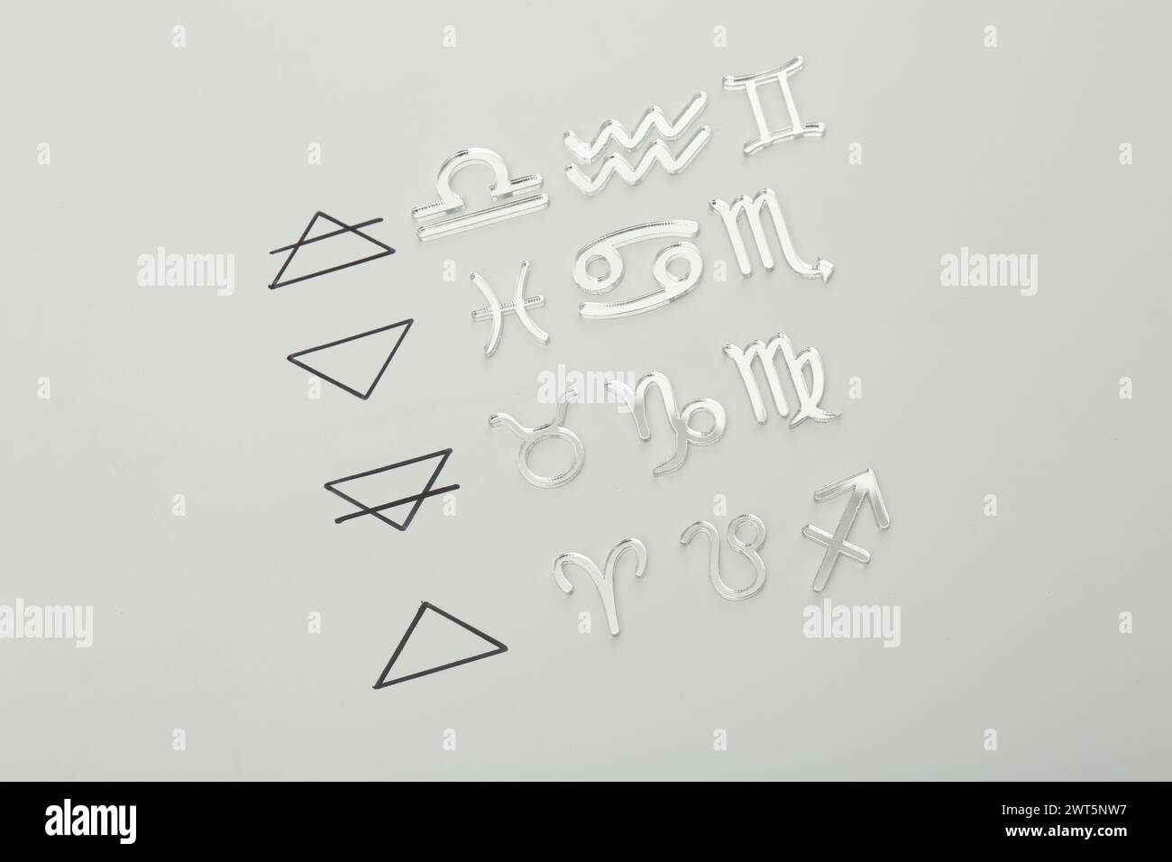 Zodiac triplicity. Four elements and corresponding signs on grey ...