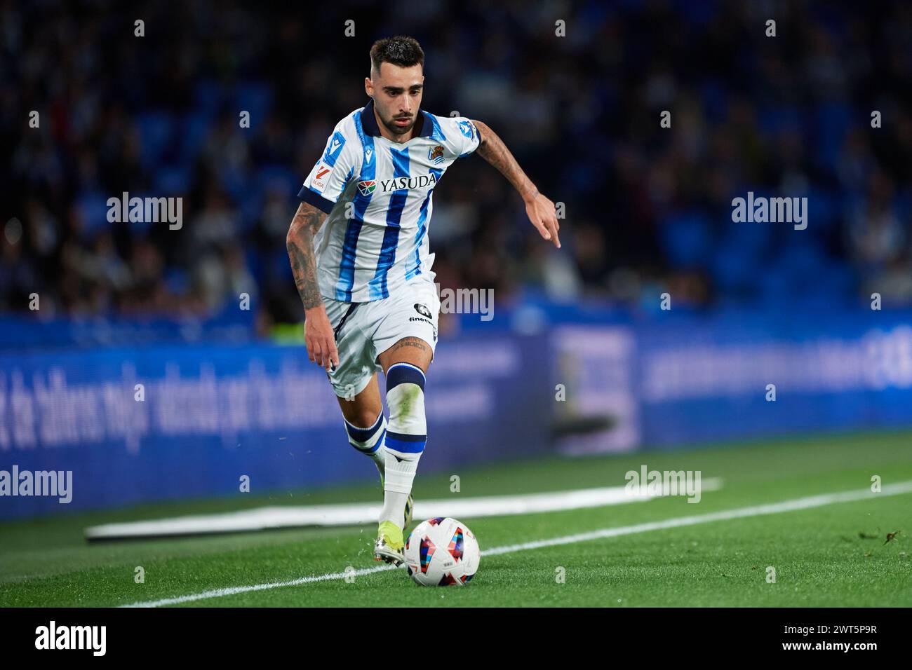 Brais Mendez of Real Sociedad with the ball during the LaLiga EA Sports ...