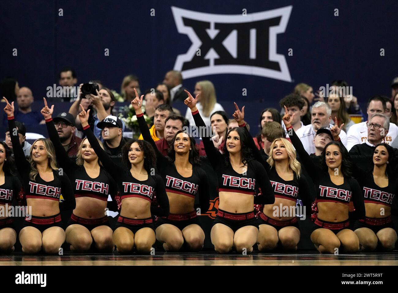 Texas Tech cheerleaders perform during the second half of an NCAA ...