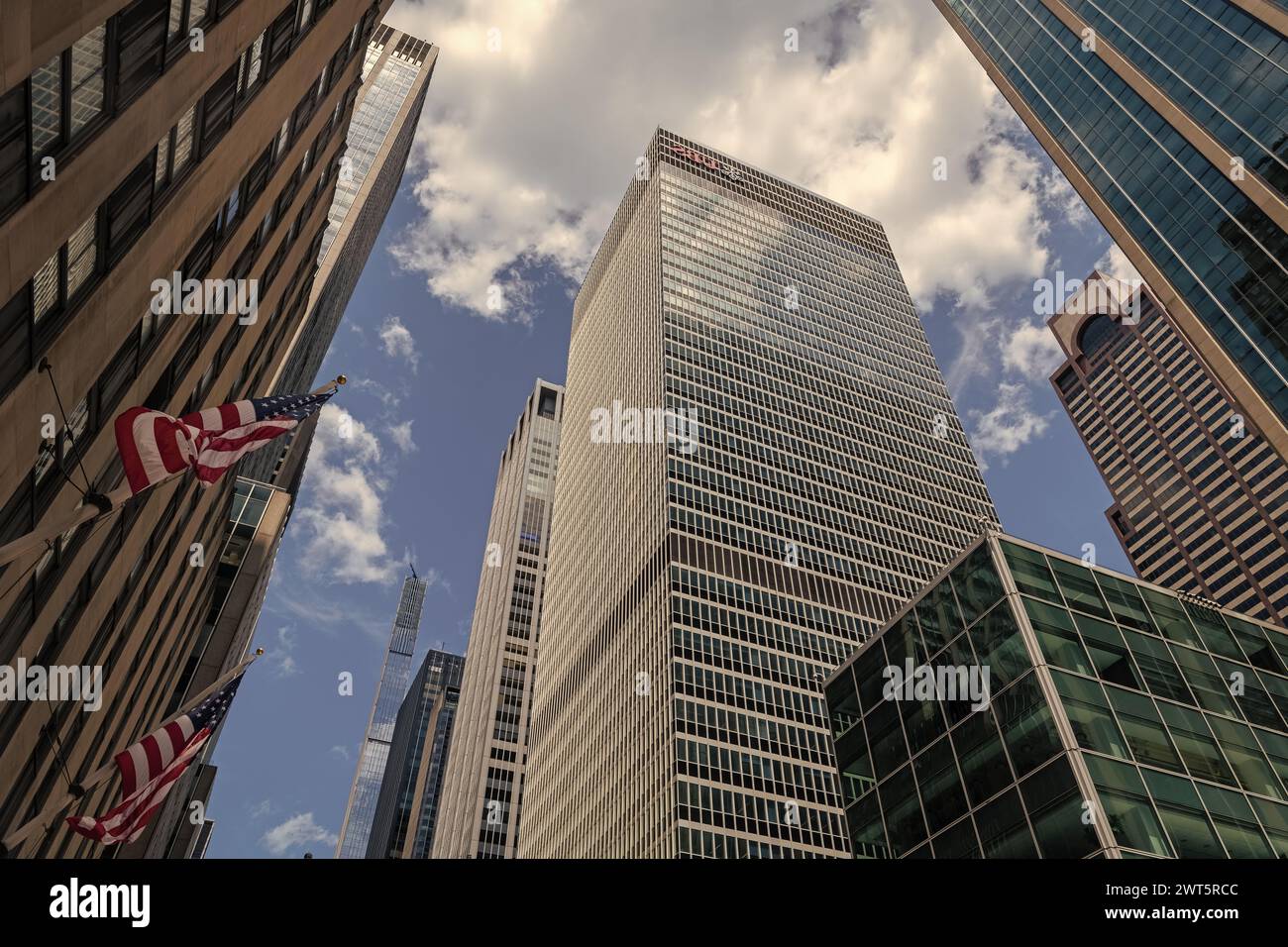 skyscraper perspective view. new york downtown architecture ...