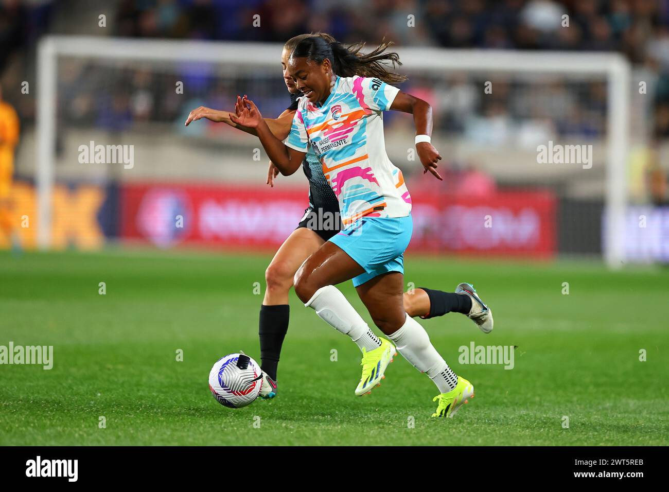 HARRISON, NJ - MARCH 15: Jaedyn Shaw #11 of San Diego Wave FC controls ...