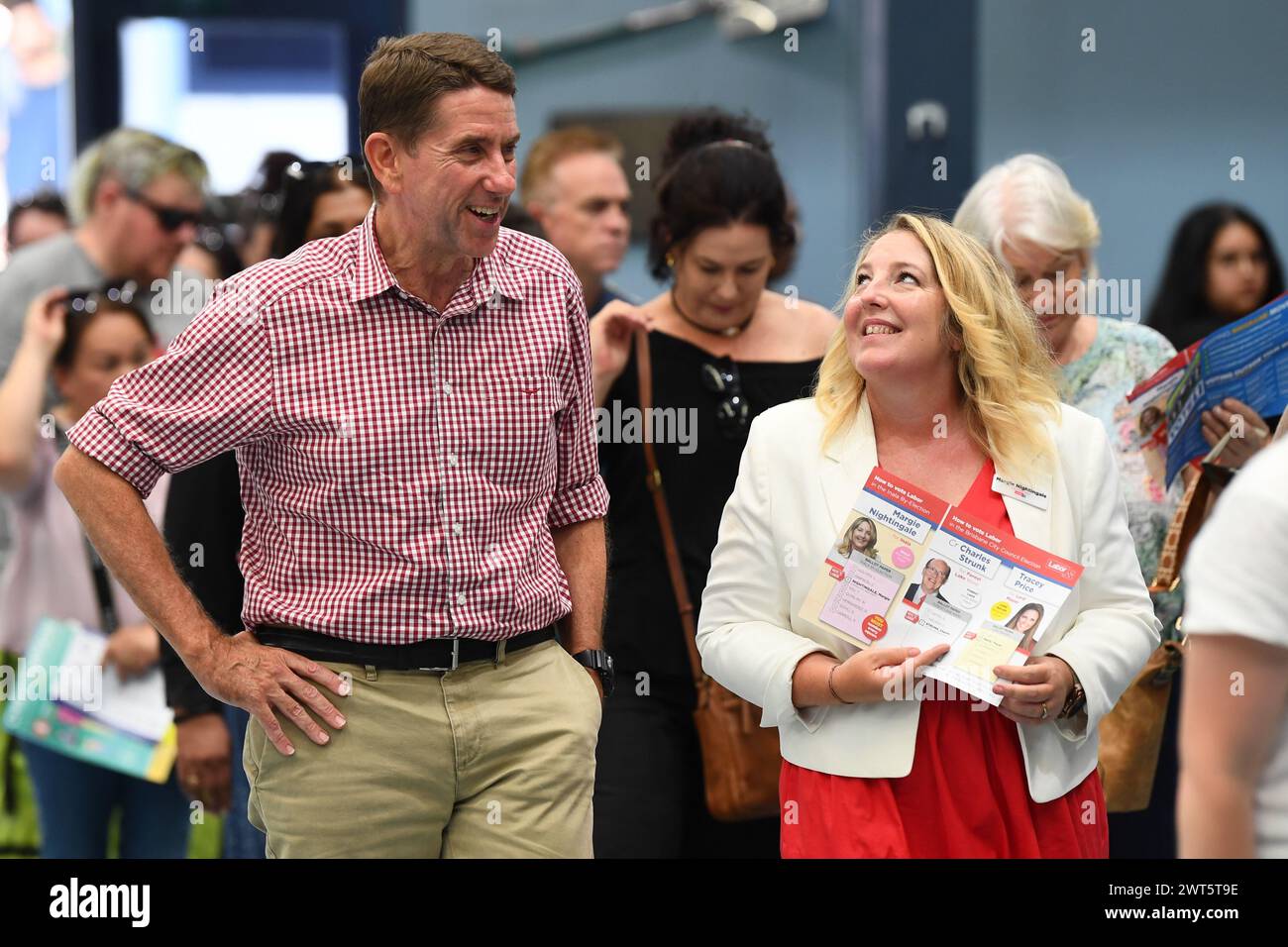Brisbane, Australia. 16th Mar, 2024. Labor candidate Margie Nightingale ...