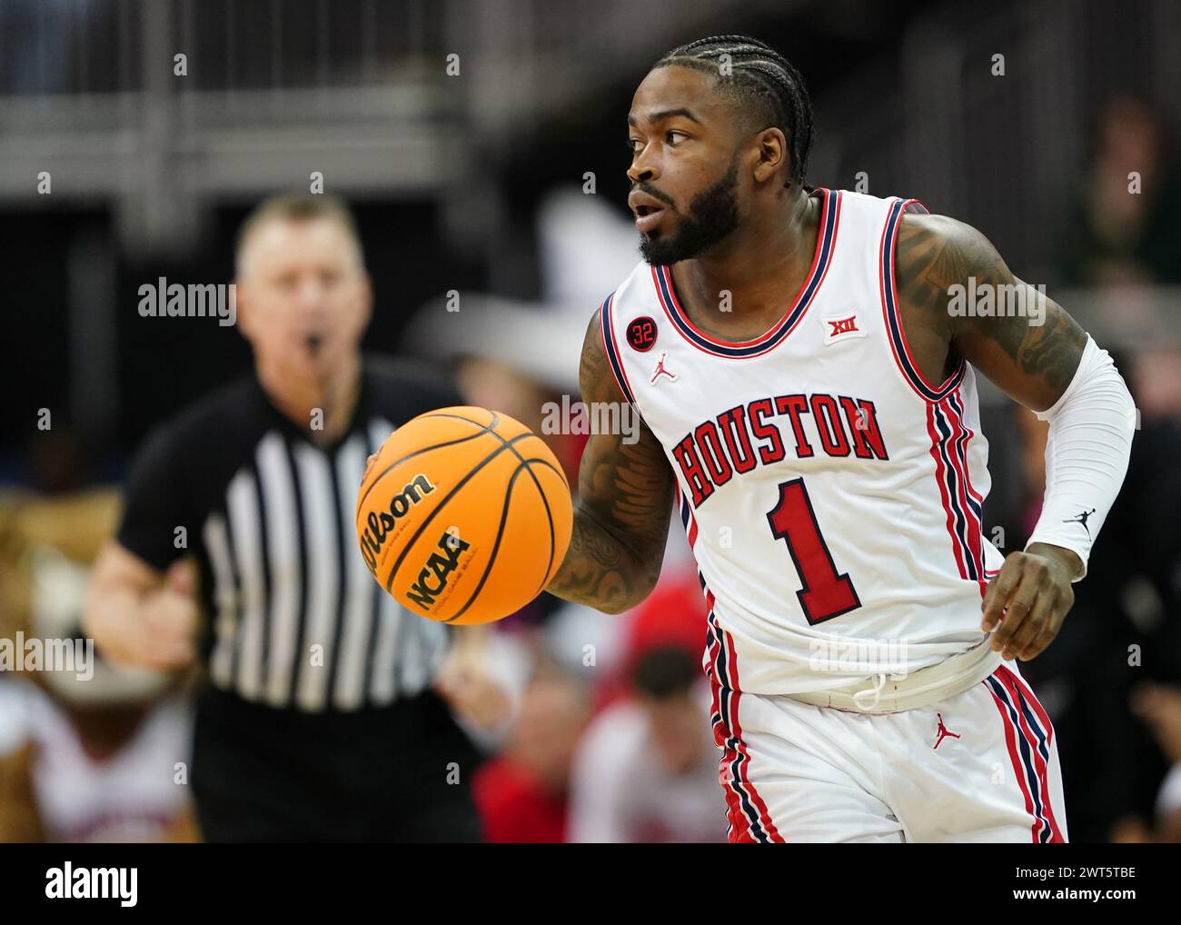 MAR 15 2024: Houston Cougars guard Jamal Shead (1) brings the ball up ...
