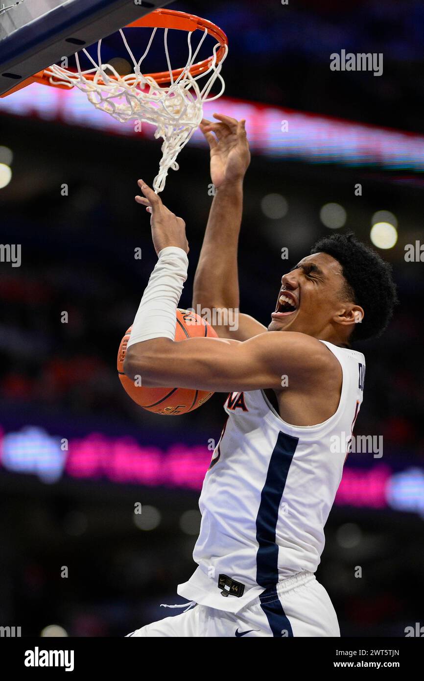 Virginia guard Ryan Dunn (13) dunks against North Carolina State during ...
