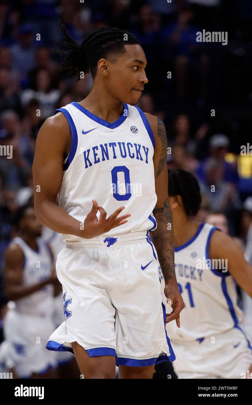 NASHVILLE, TN - MARCH 15: Kentucky Wildcats guard Rob Dillingham (0 ...