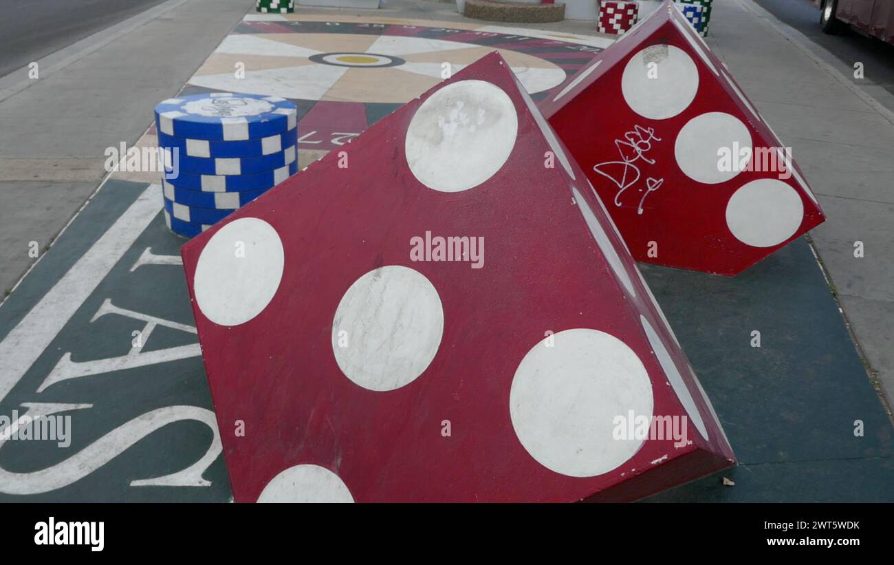 Las Vegas, Nevada, USA 7th March 2024 Giant Dice Art at Welcome to Las ...