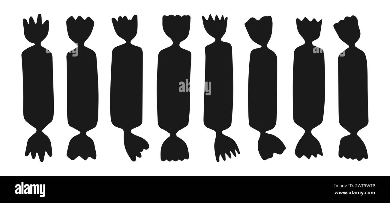 Wrapped hand drawn candy silhouette symbol. Caramel bonbon lollipop ...