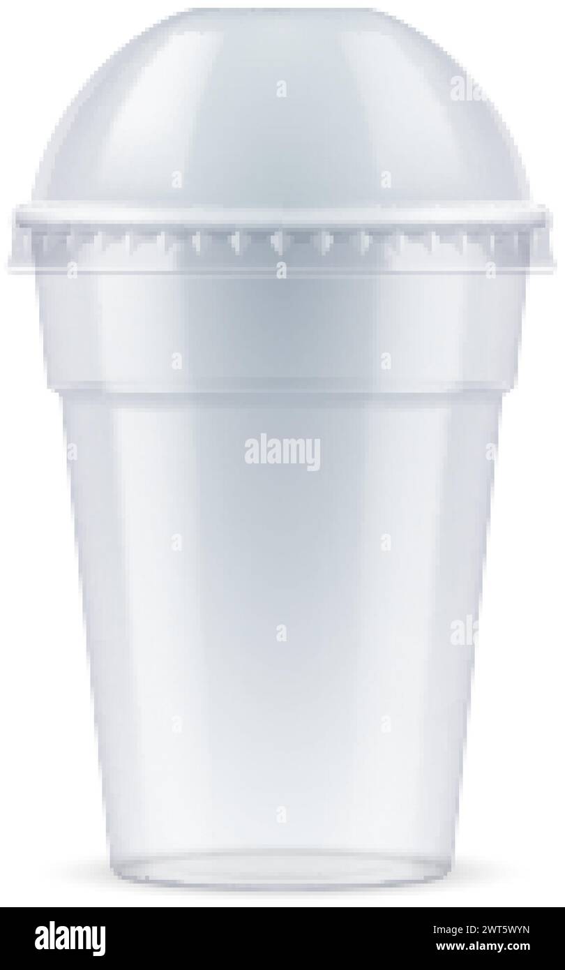 Transparent Plastic Cup with Lid For Single Use. Disposable Container ...