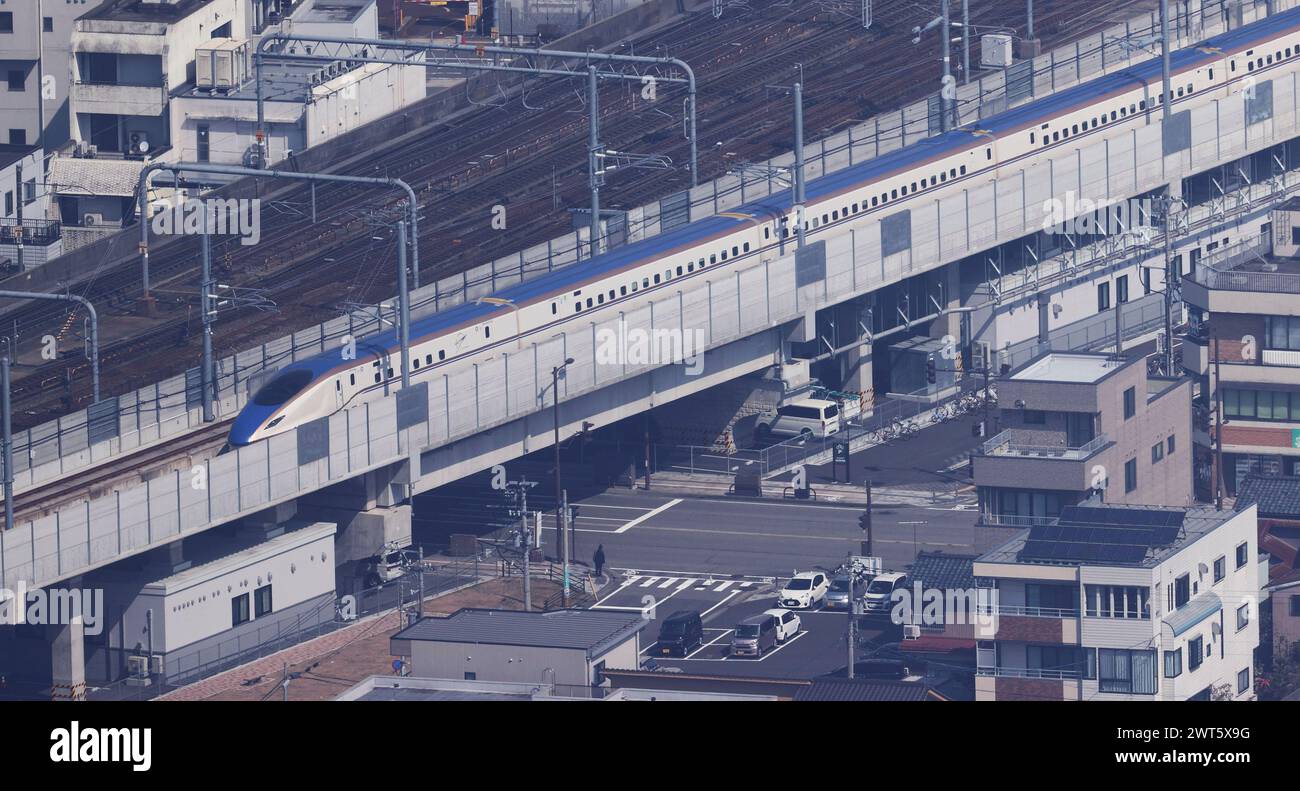 The Hokuriku Shinkansen departs from Fukui Station in Fukui City, Fukui ...