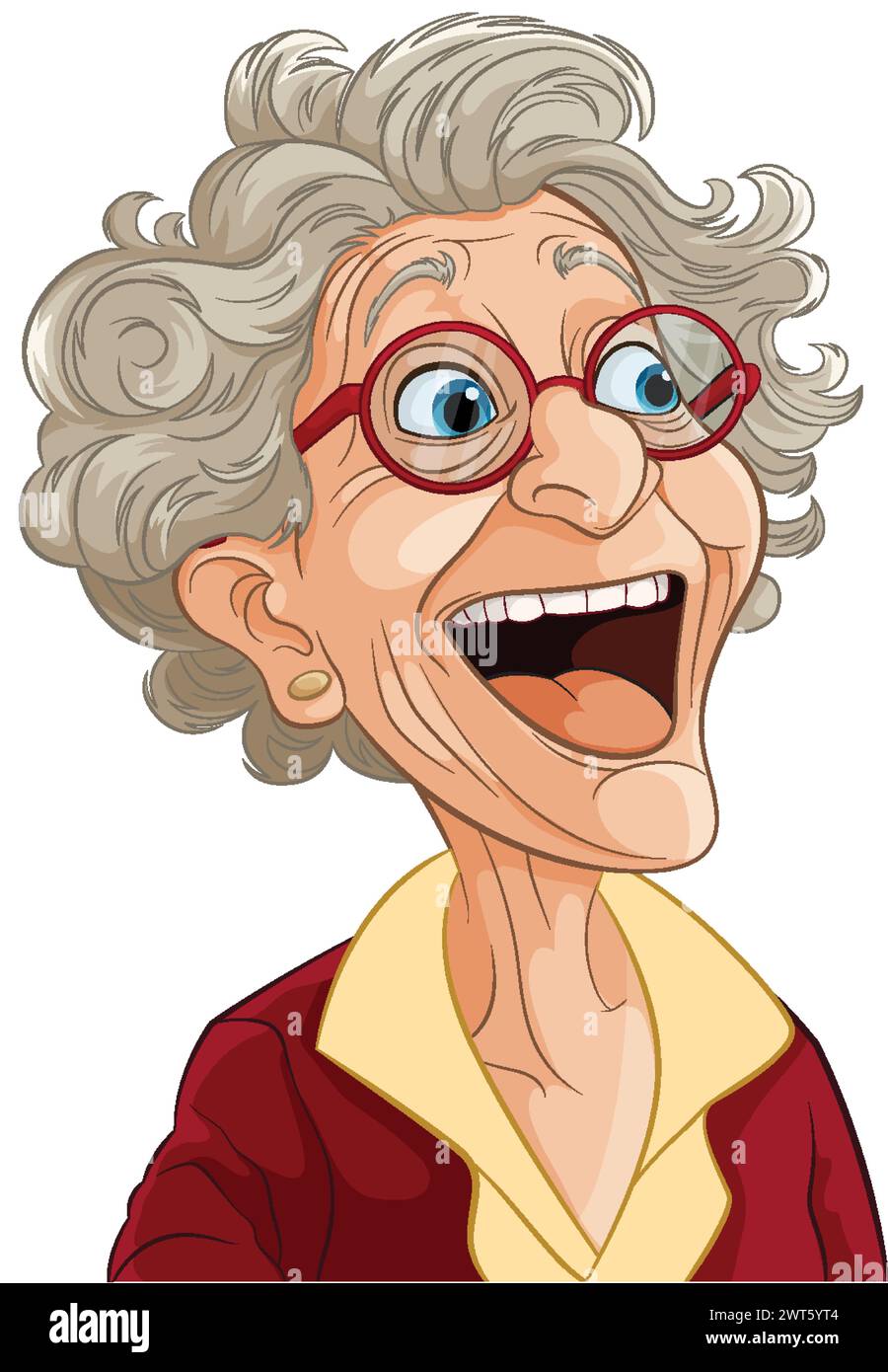 Cheerful senior woman smiling in a vector illustration Stock Vector ...