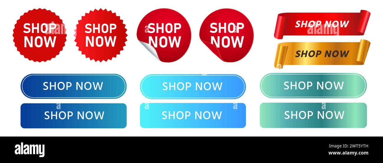 shop now button and ribbon label sticker buy purchase special promotion ...