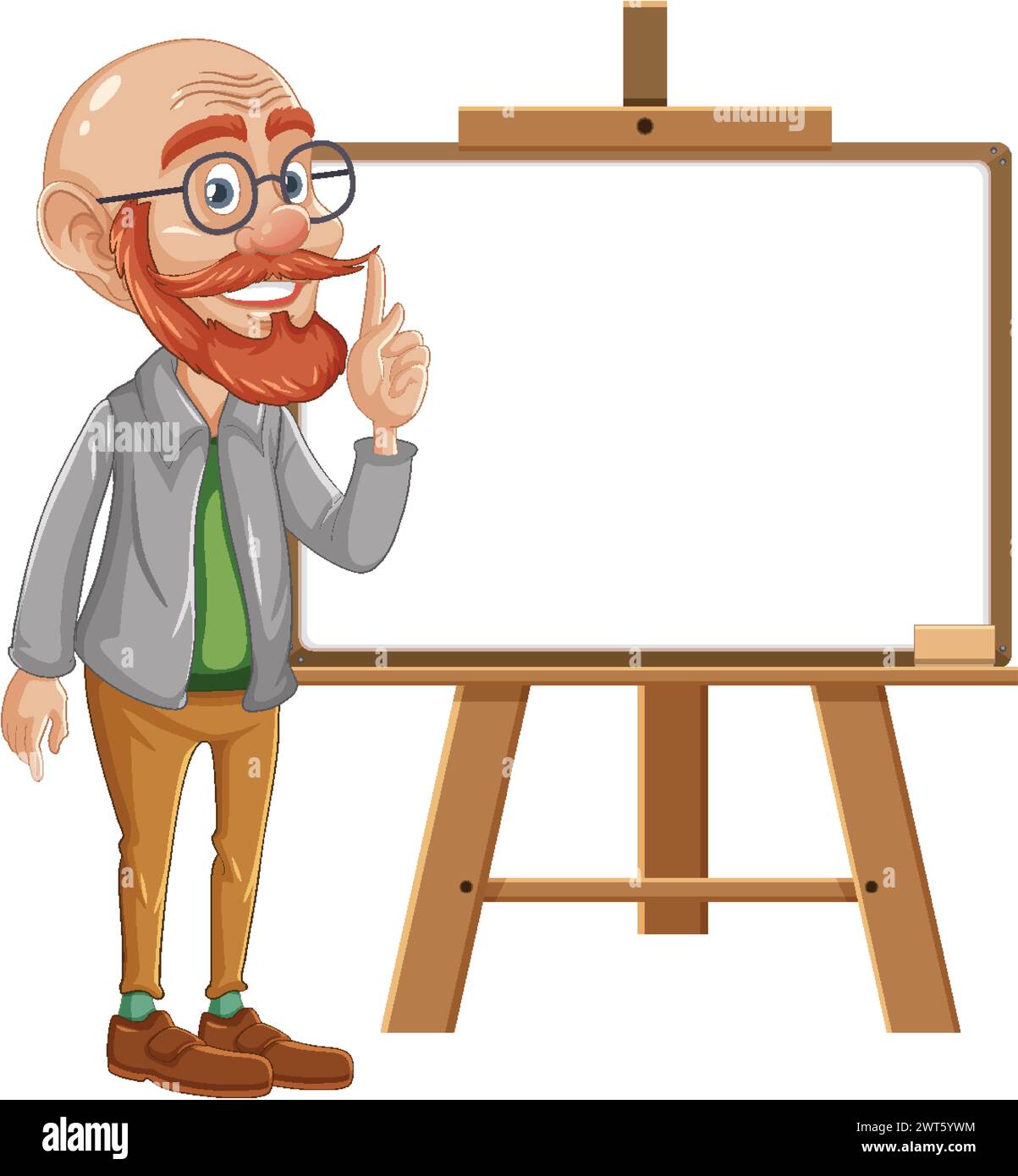 Cartoon professor pointing at empty presentation board Stock Vector ...