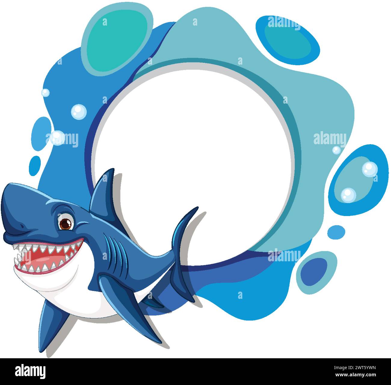 Vector illustration of a smiling shark with bubbles Stock Vector Image ...