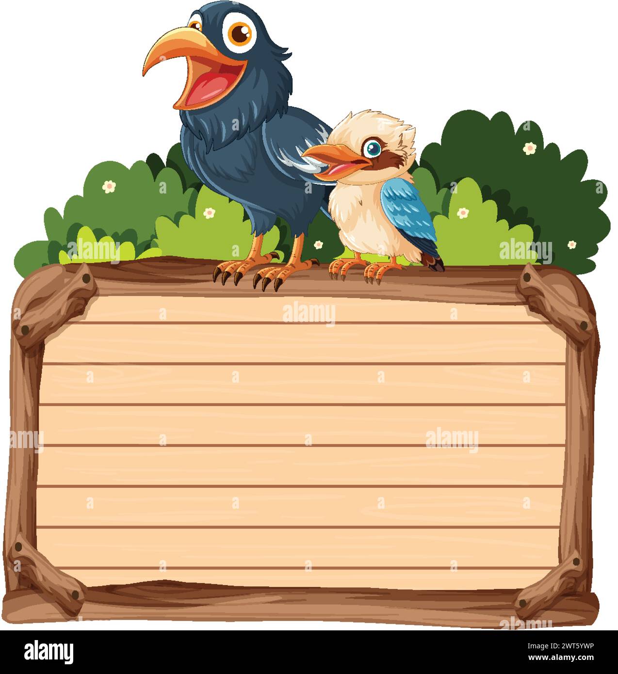 Two cartoon birds perched on a blank sign Stock Vector Image & Art - Alamy
