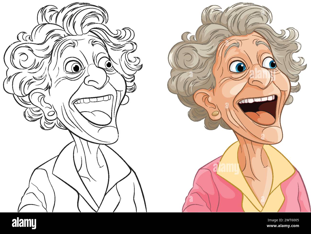 Cheerful senior lady white Stock Vector Images - Alamy