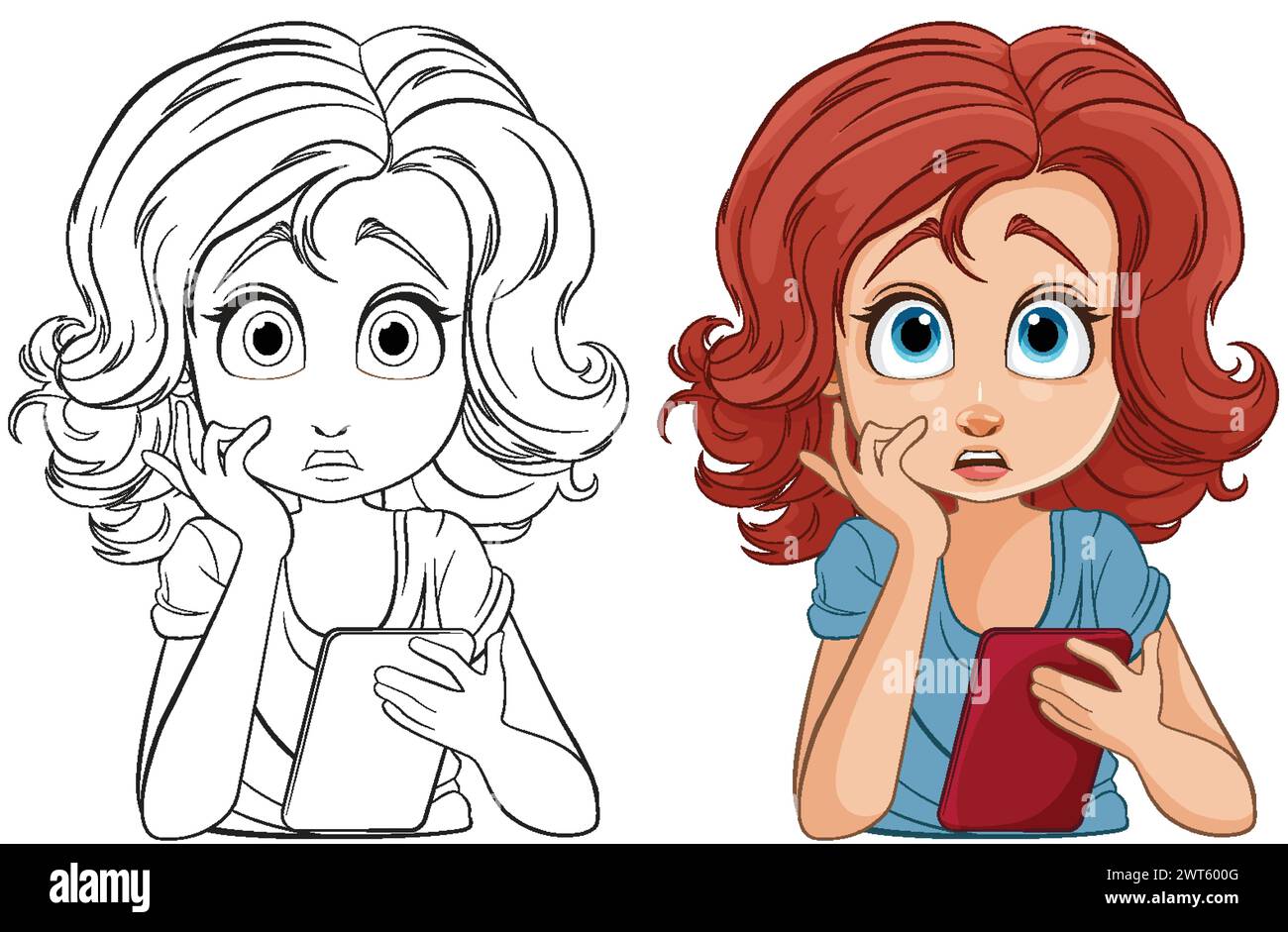 Colorful vector of a girl reacting with surprise Stock Vector Image ...