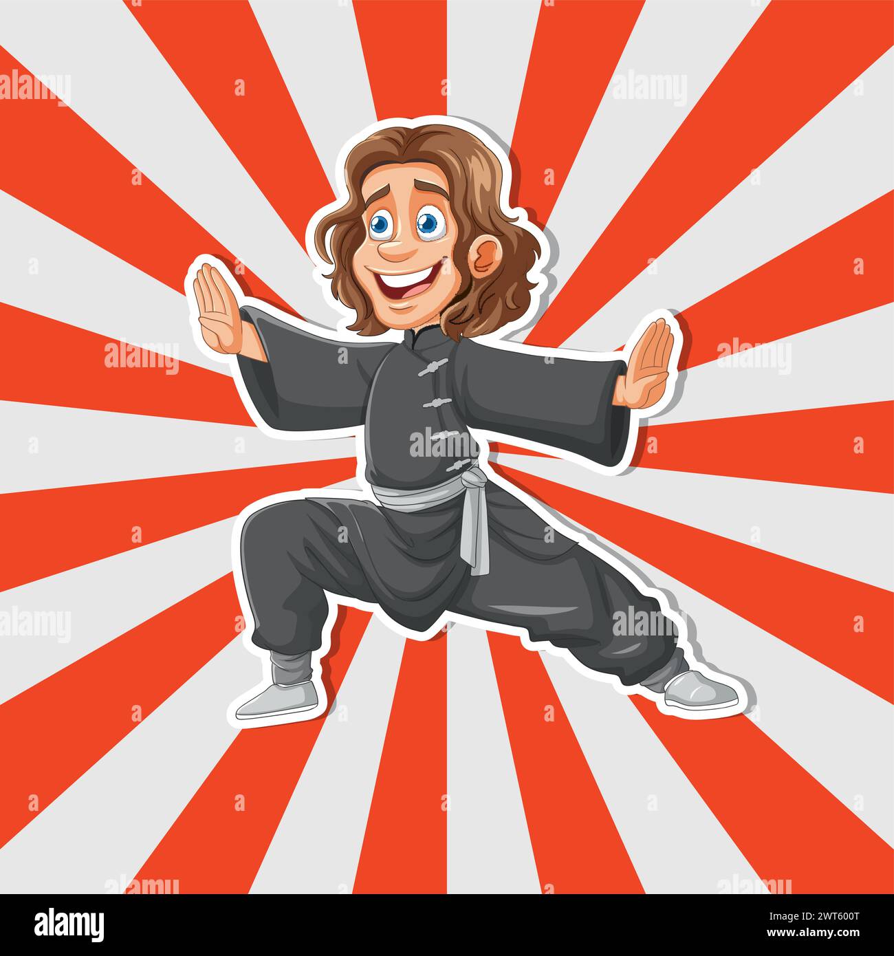 Cartoon martial artist performing with a smile Stock Vector Image & Art ...