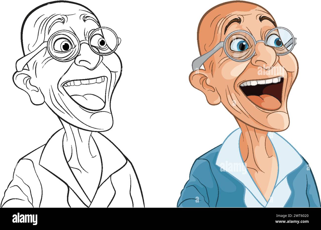 Colorful and line art of a cheerful senior man Stock Vector Image & Art ...