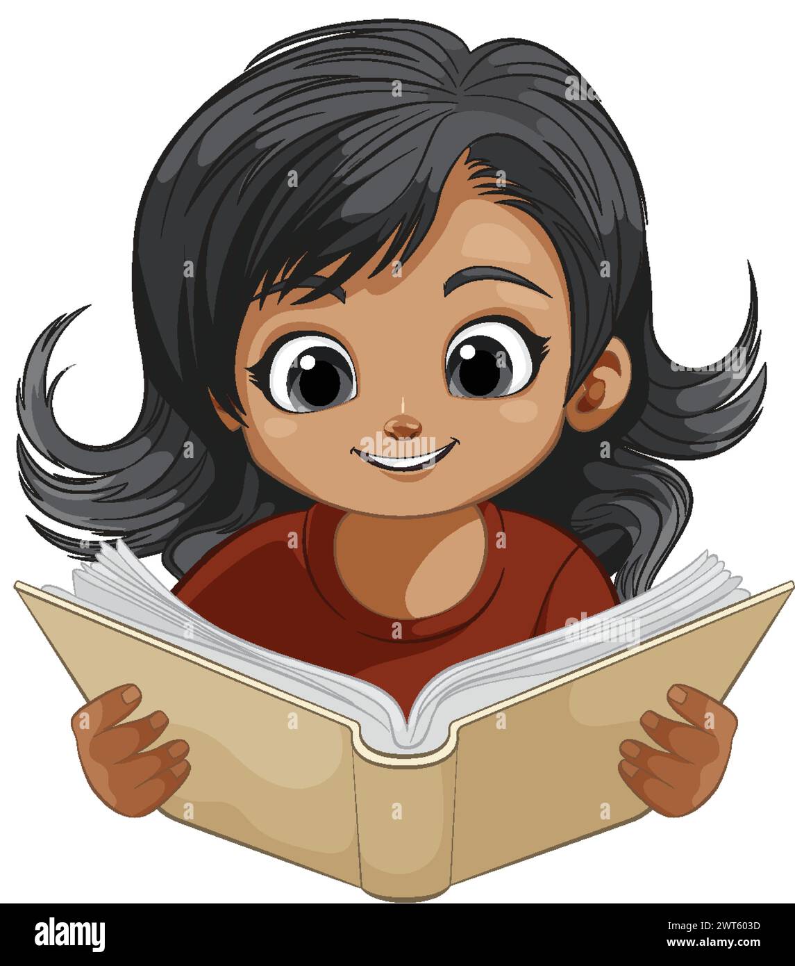 Animated girl reading a book with interest Stock Vector Image & Art - Alamy