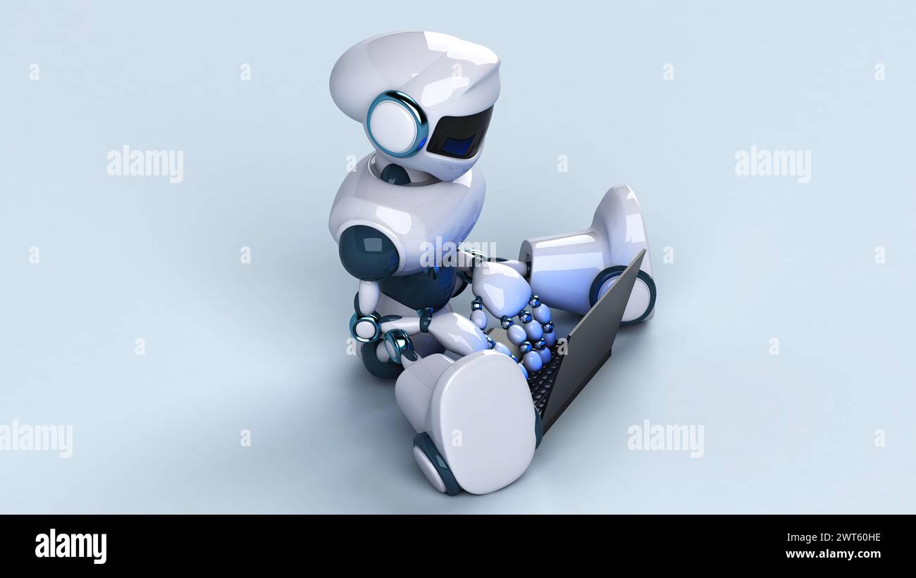 AI-assisted laptop, conceptual illustration Stock Photo - Alamy