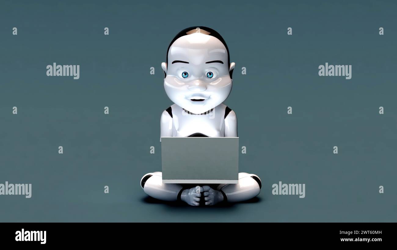 AI-assisted laptop, conceptual illustration Stock Photo - Alamy