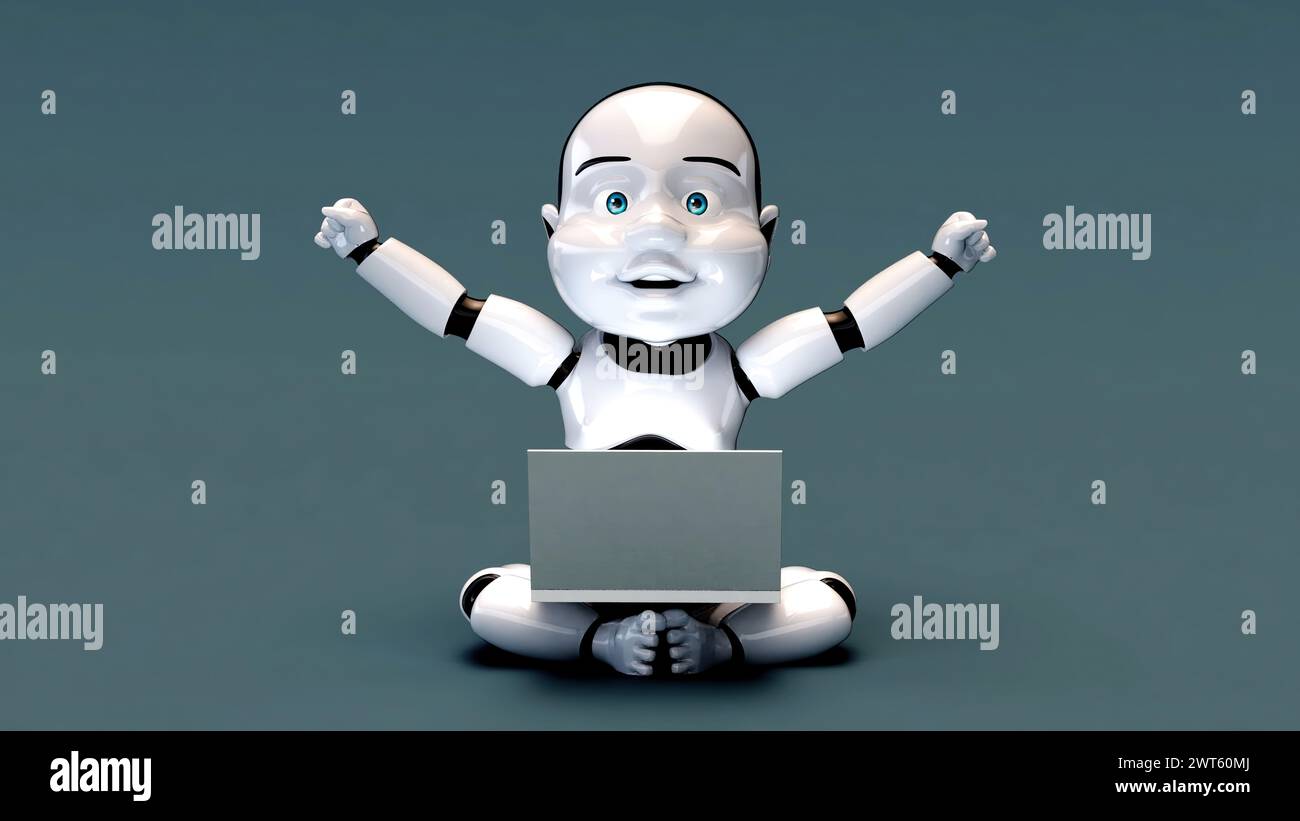 AI-assisted laptop, conceptual illustration Stock Photo - Alamy