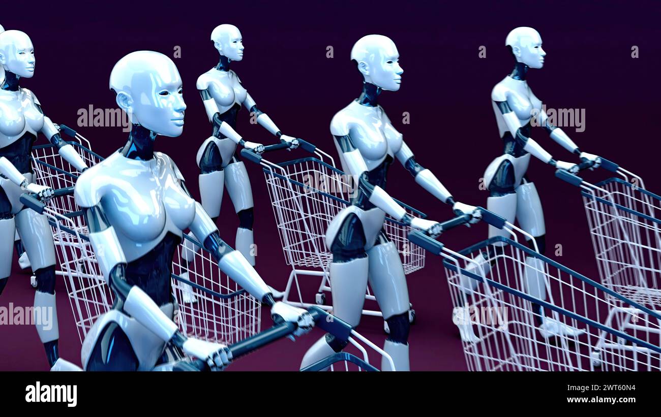 Robots shopping cart hi-res stock photography and images - Alamy