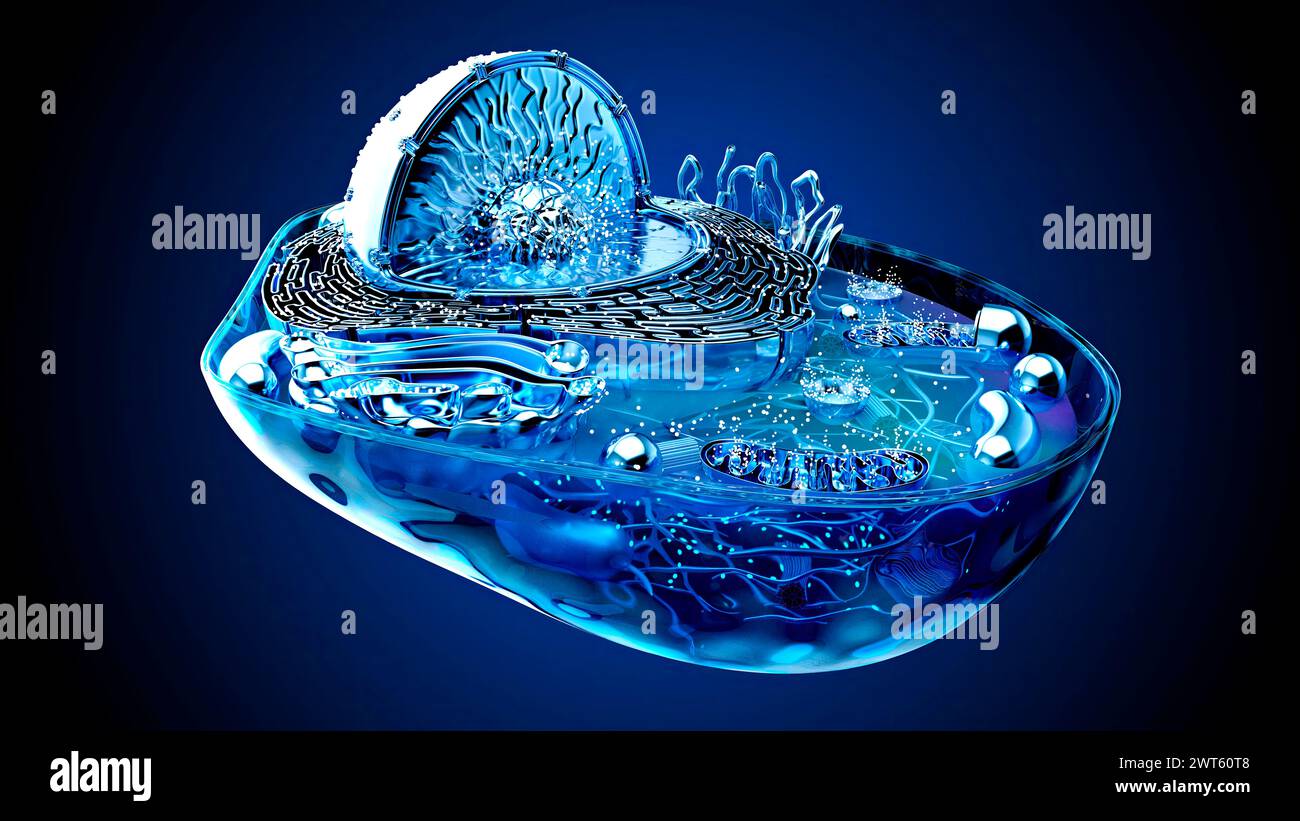 Illustration of the structure of an animal cell. The cell nucleus is ...