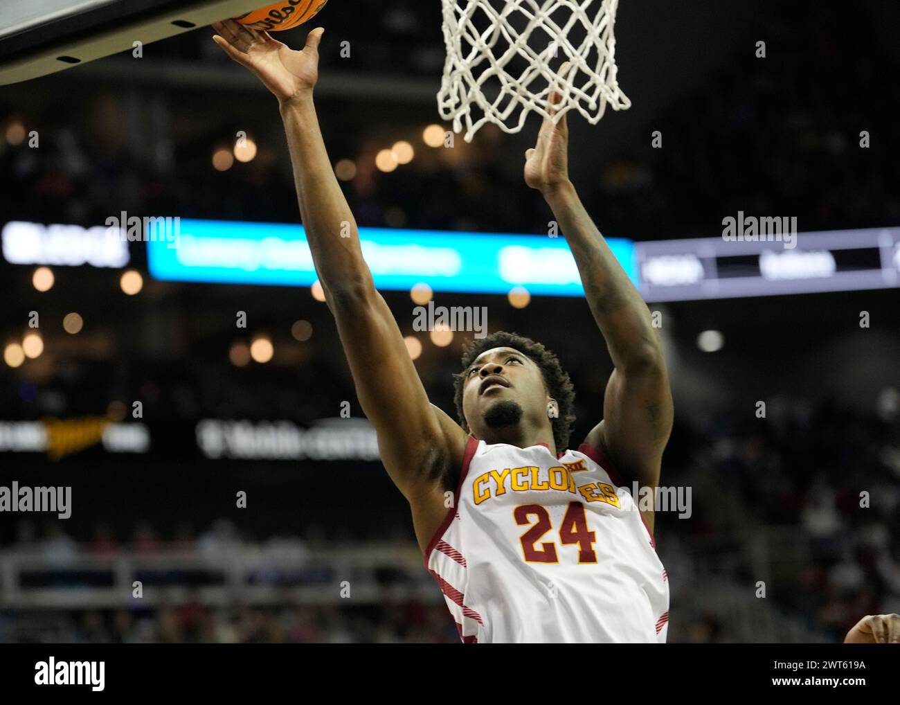 MAR 15 2024: Iowa State Cyclones forward Hason Ward (24) scores a layup ...