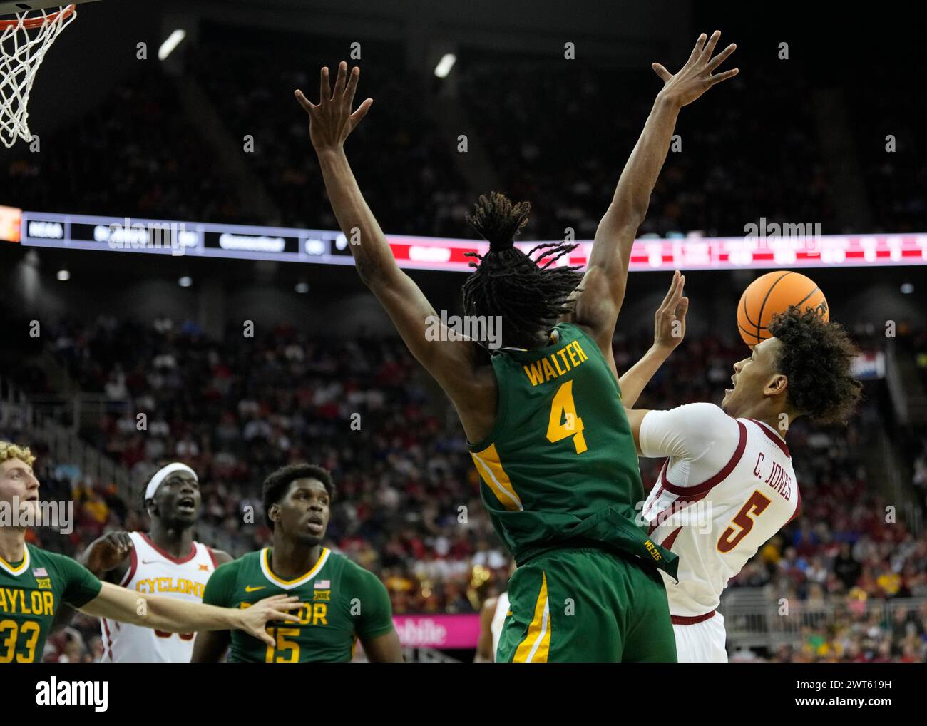 MAR 15 2024: Iowa State Cyclones guard Curtis Jones (5) puts up a shot ...